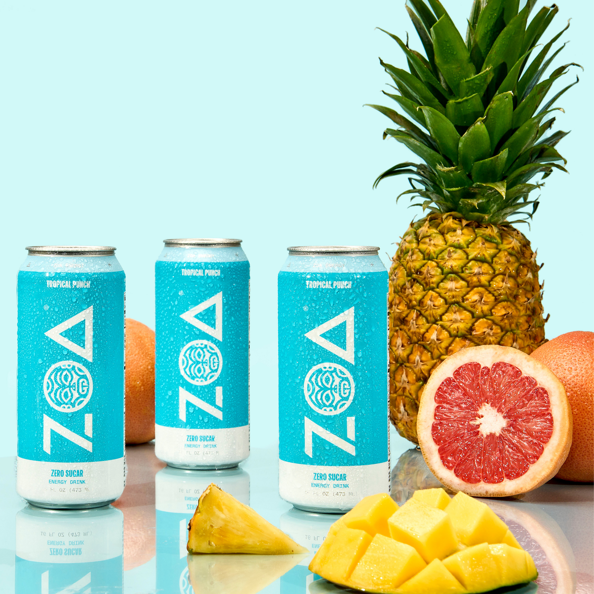 ZOA Tropical Punch 16oz Sugar Free Energy Drink - 12 pack
