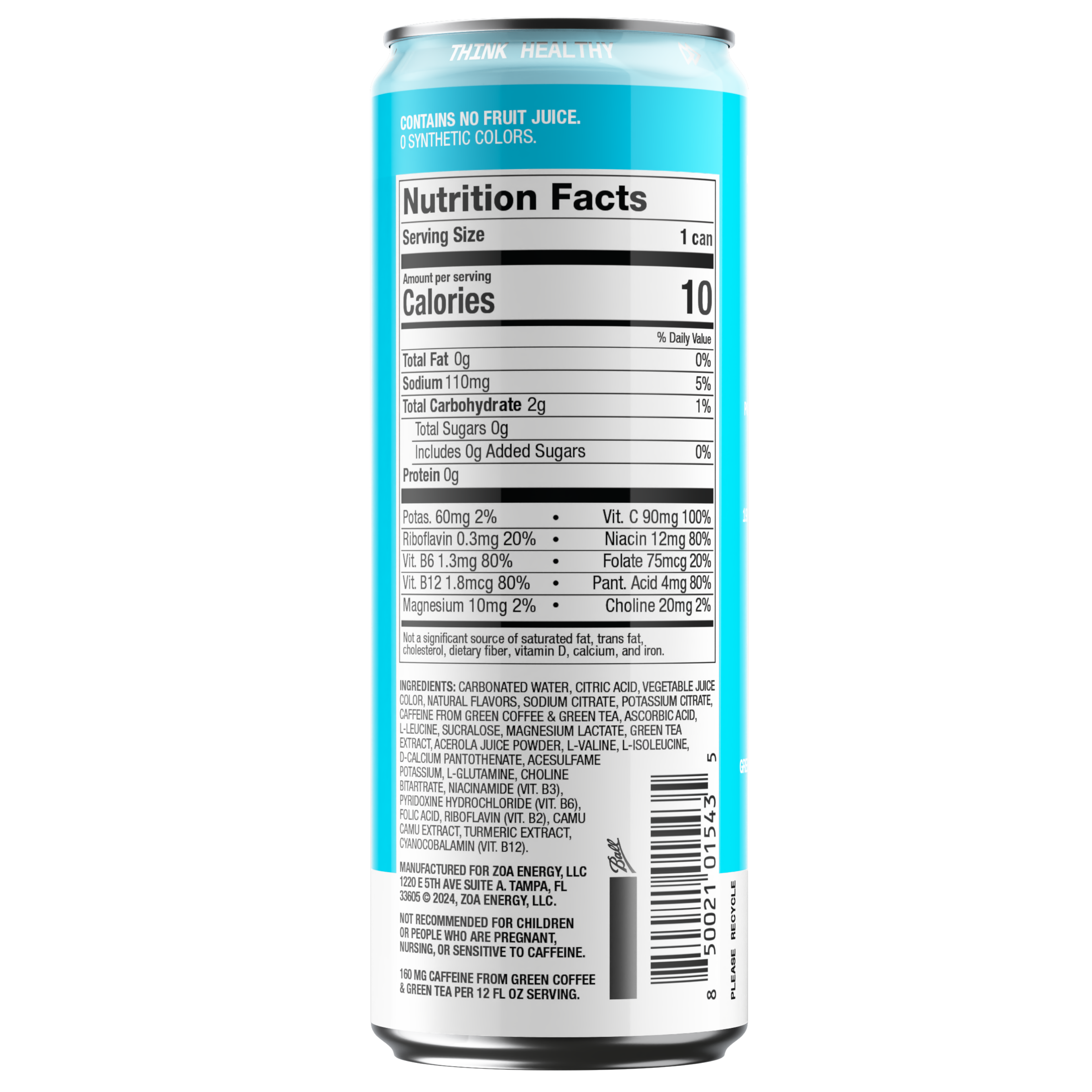 ZOA Tropical Punch Sugar Free Energy Drink - 12OZ