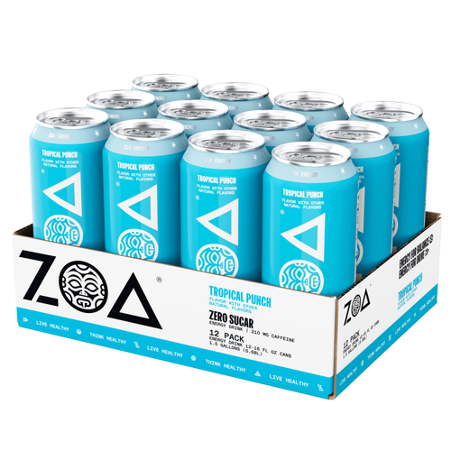 ZOA Tropical Punch 16oz Sugar Free Energy Drink - 12 pack