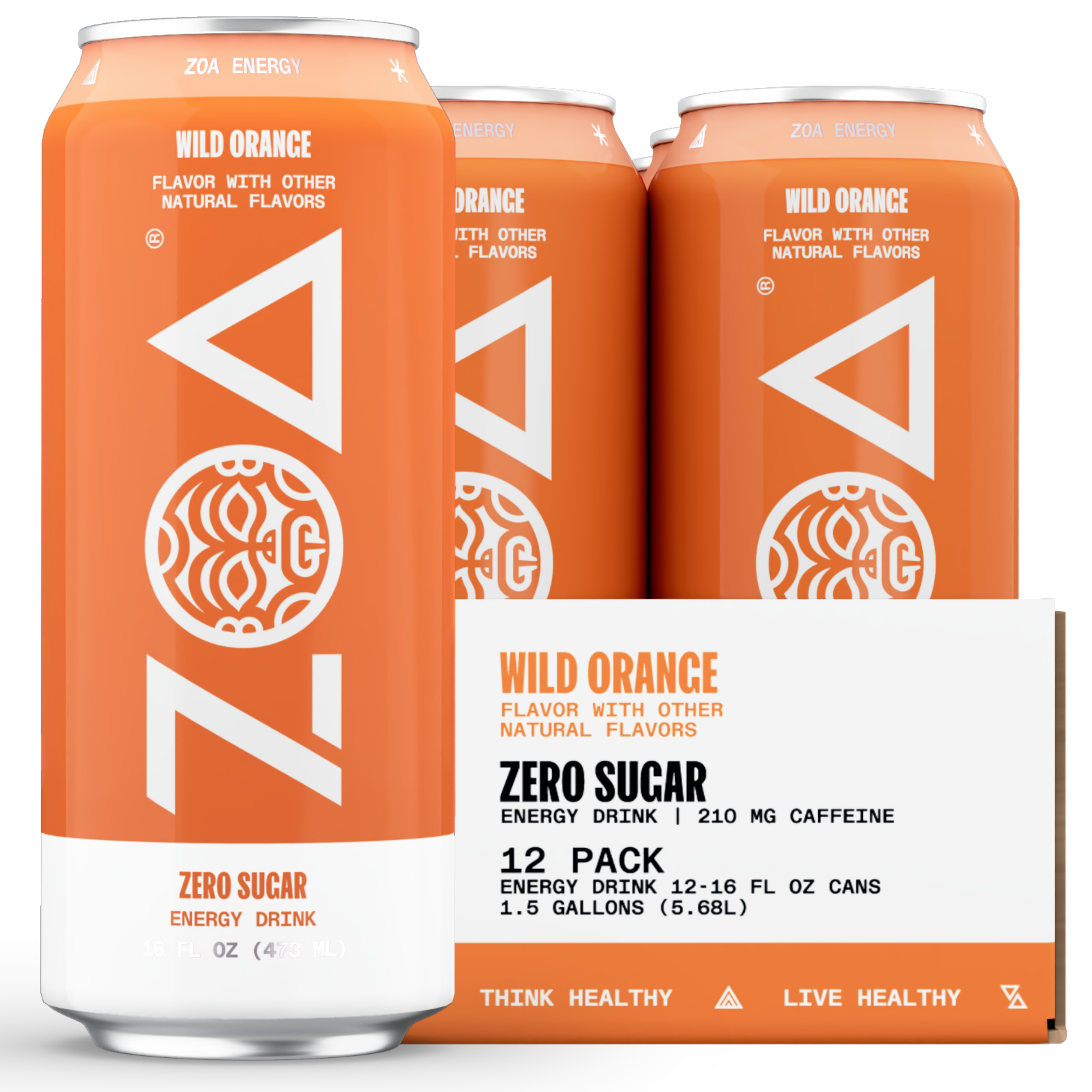 ZOA Wild Orange 16oz Sugar Free Energy Drink - 12 pack